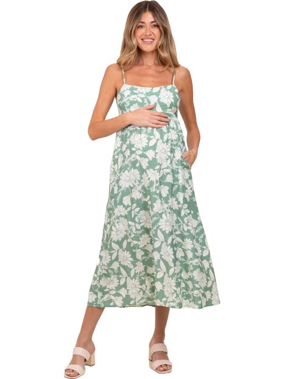 PINKBLUSH PinkBlush Floral Sleeveless Spaghetti Strap Midi Dress